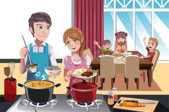 Drawing Family Eating Dinner Stock Illustrations – 556 Drawing Family ...