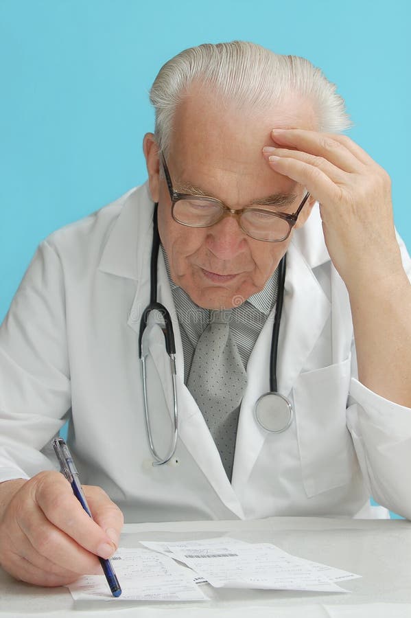 Family Doctor Prescribing Medication Stock Image - Image of care, older ...