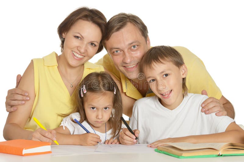 Family doing homework stock image. Image of mama, indoors - 41816663
