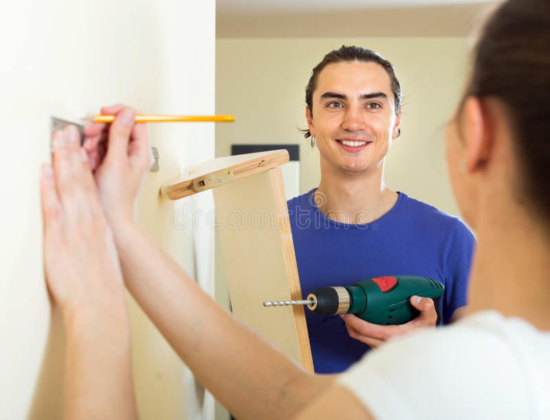 Family Doing Improvement at Home Stock Photo - Image of housework ...