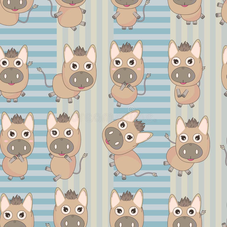 Donkey Striped Seamless Pattern Stock Vector - Illustration of cheerful ...