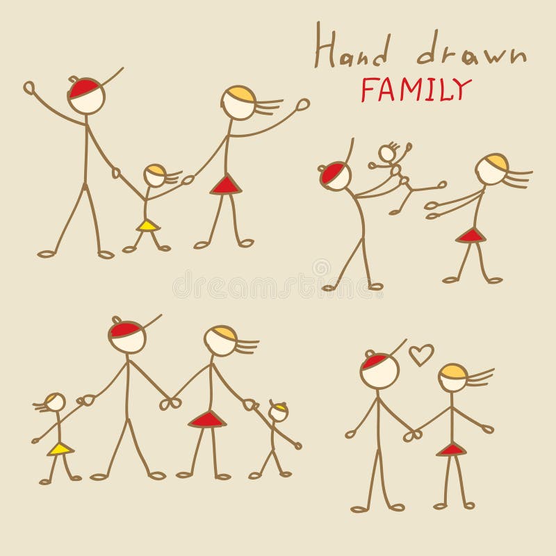 Family Doodles: Happy Family Stock Vector - Illustration of cheerful ...