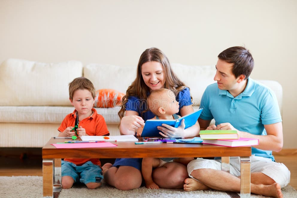 Family drawing stock image. Image of happy, childhood - 12721655