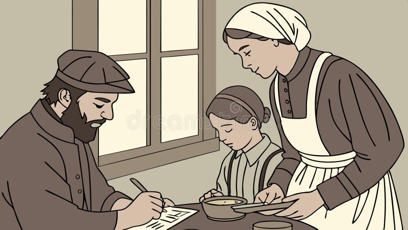 Family Drawing Together at Table Creative Bonding Activity Vector ...