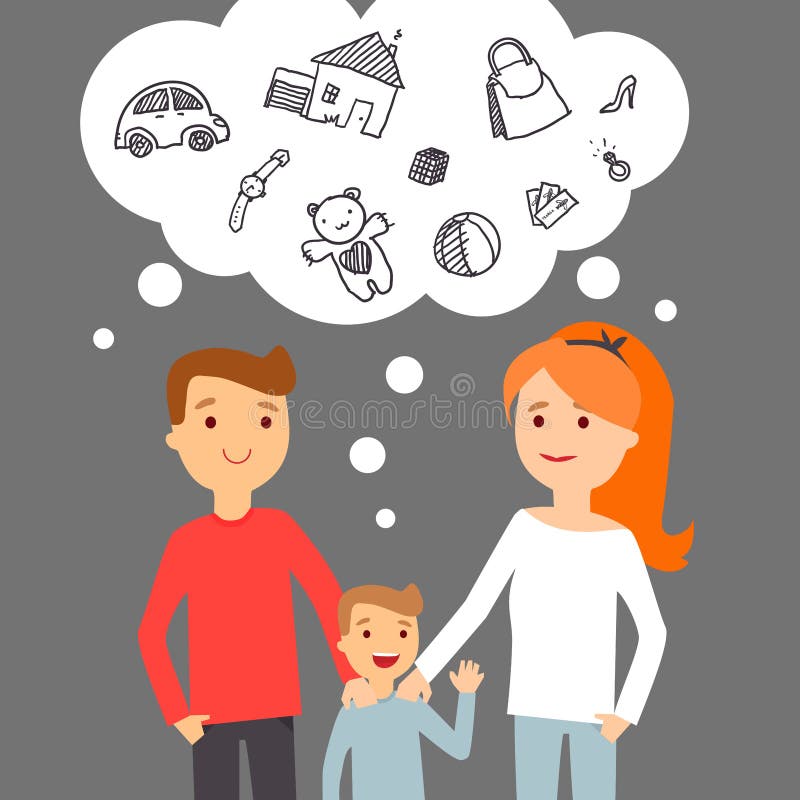 Family Dreams about Success. Stock Vector - Illustration of happy ...