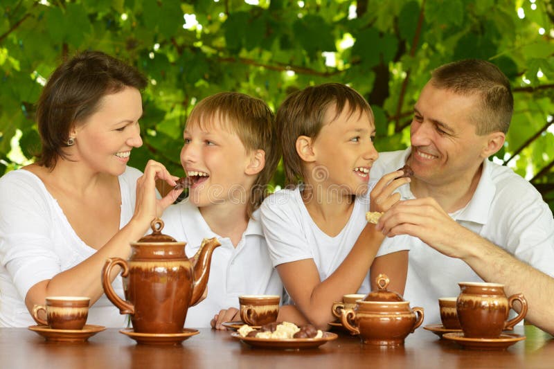 Family drinking tea stock image. Image of outdoor, leisure - 51786501