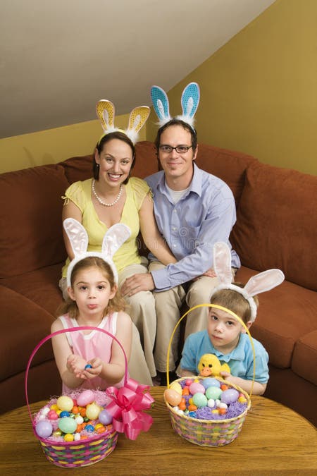 Family at Easter. stock image. Image of celebrate, daughter - 2432139