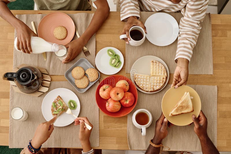 Family Eating Breakfast at Home Stock Photo - Image of breakfast ...
