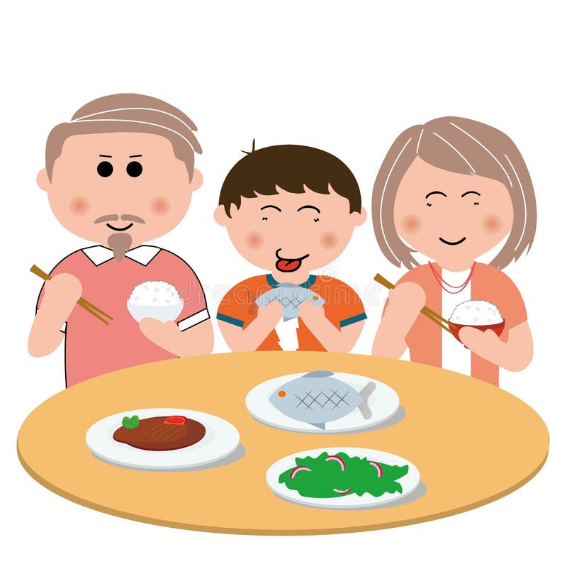 Family, eating stock illustration. Illustration of home - 68406593