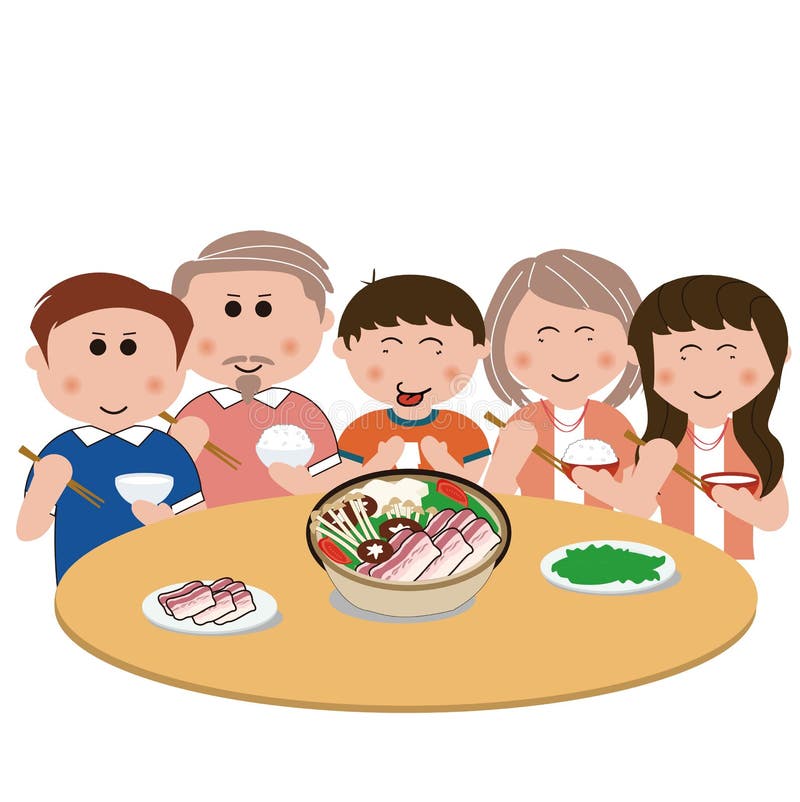 Family, eating stock vector. Illustration of bread, dinner - 69176661