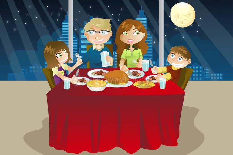 Drawing Family Eating Dinner Stock Illustrations – 411 Drawing Family ...