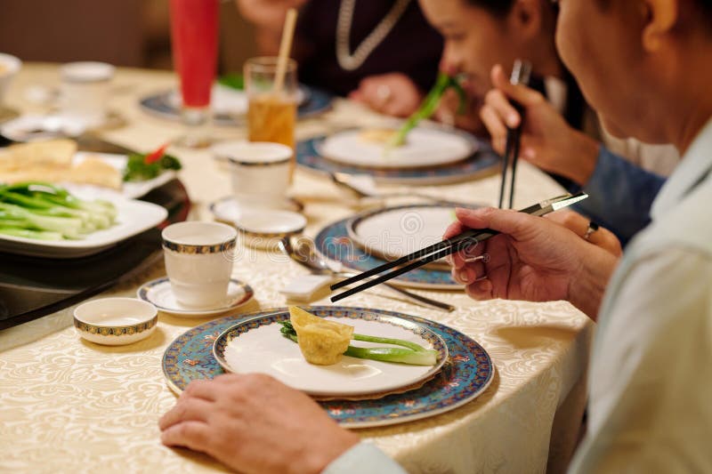 Family Eating Dish in the Restaurant Stock Image - Image of chinese ...