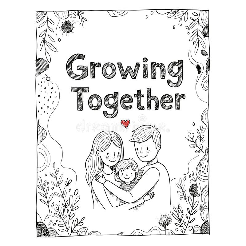 Family Embracing Togetherness in a Hand-Drawn Style Stock Illustration ...