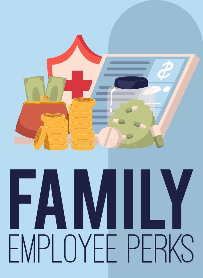 Family Employee Perks, Poster Template - Flat Vector Illustration ... Family Employee Perks, Poster Template - Flat Vector Illustration ...