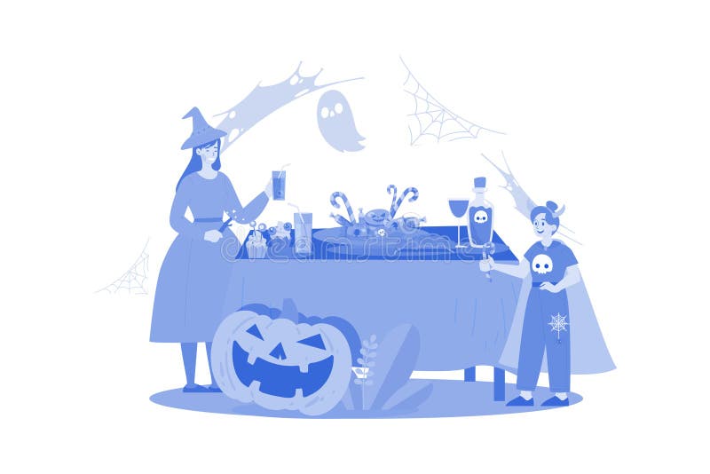 Family Enjoying a Halloween Party Stock Vector - Illustration of ... Family Enjoying a Halloween Party Stock Vector - Illustration of ...