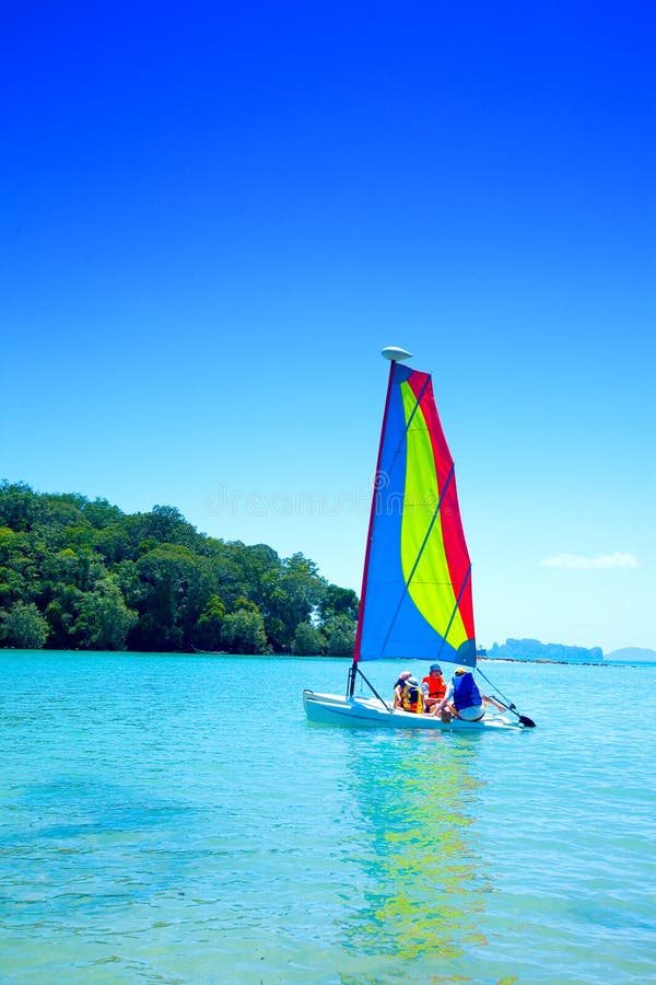 Family Enjoying a Ride in the Sailboat Stock Image - Image of beauty ...