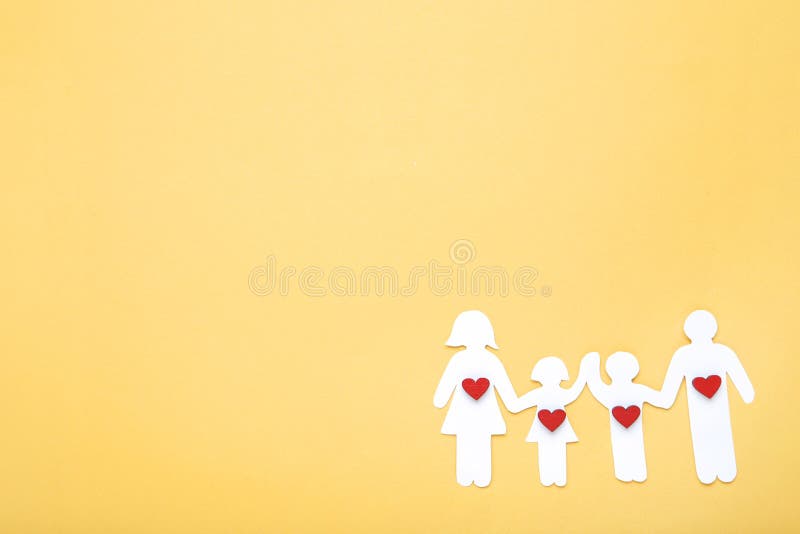 Family Figures with Paper Hearts Stock Image - Image of future ...