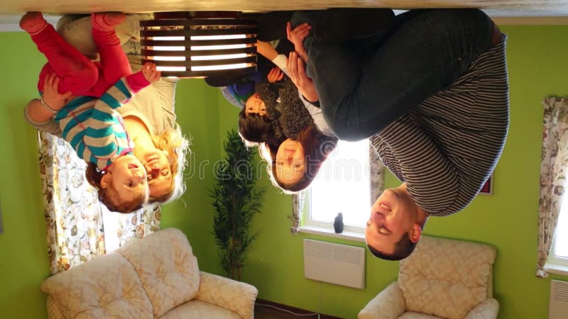 Family of Five Sit on Ceiling Upside Down at Stock Footage - Video of ...