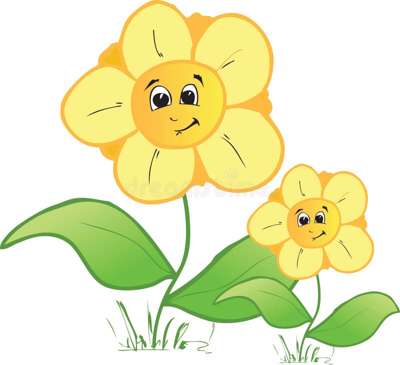 Spring Smiley Face Happy Flowers Stock Illustration - Illustration of ...
