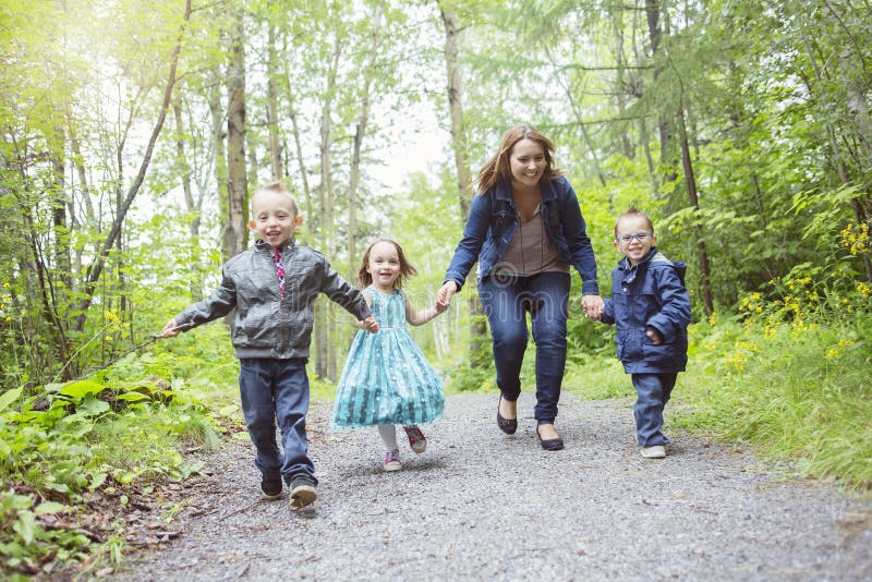 Mother and Son in Forest Having Fun Stock Photo - Image of deaf, garden ...