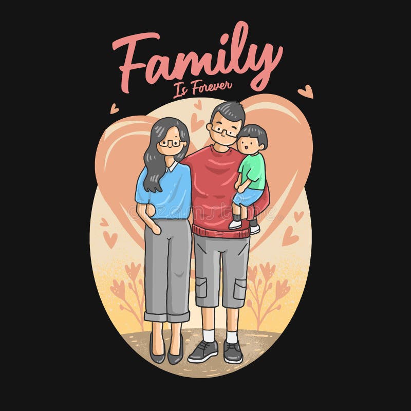 Family is Forever Illustration Cartoon Stock Vector - Illustration of ...
