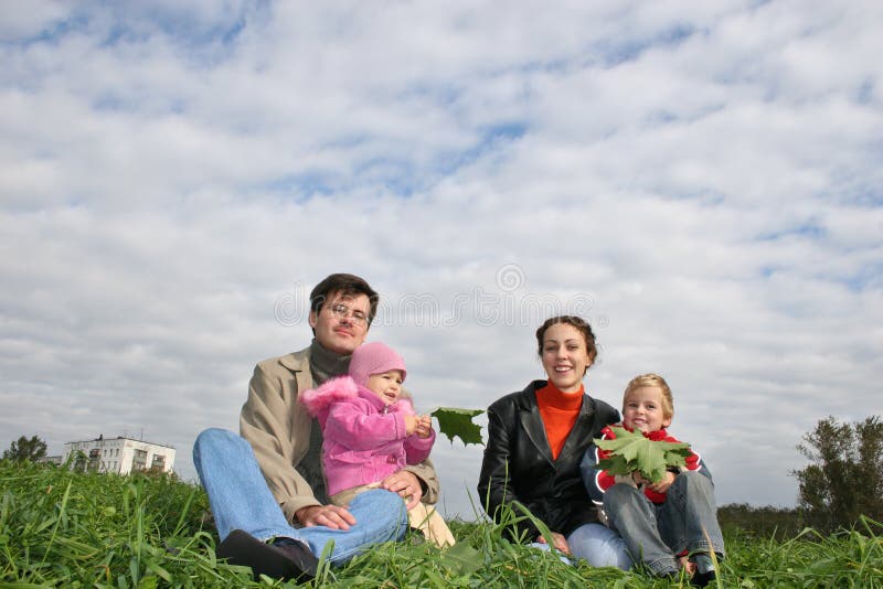 Family of four stock image. Image of adult, girls, cheerful - 1431729