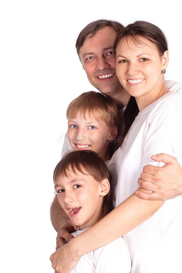 Family of a four stock image. Image of pleasure, positive - 20856721