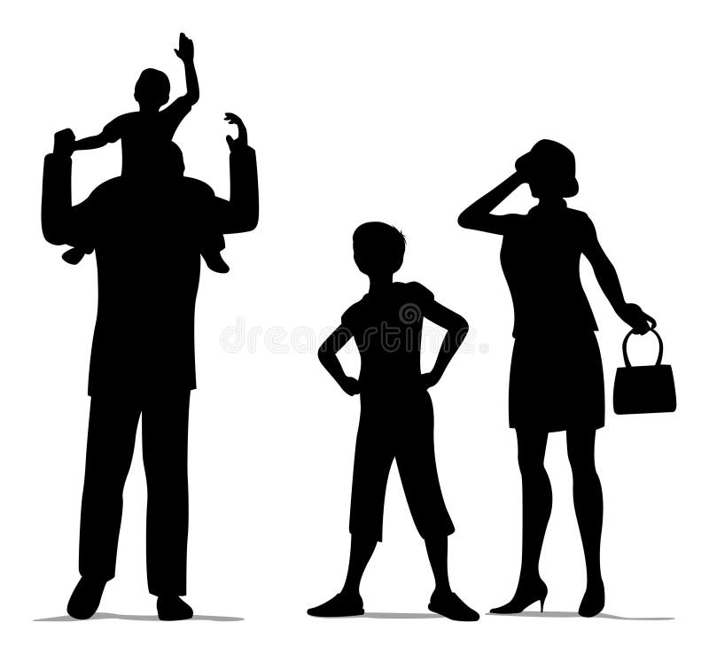 Silhouette family of four stock photo. Image of grass - 1321348
