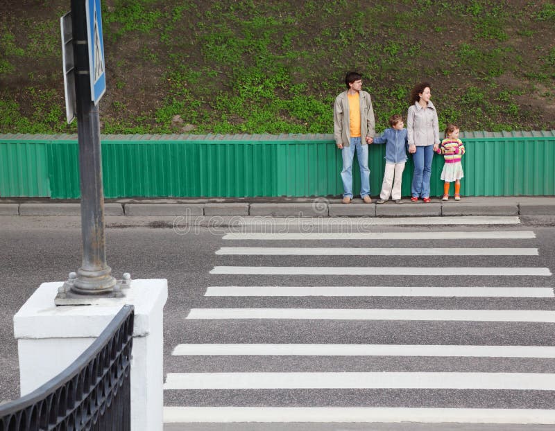 Family of Four Standing Near Pedestrian Crossing Stock Image - Image of ... Family of Four Standing Near Pedestrian Crossing Stock Image - Image of ...