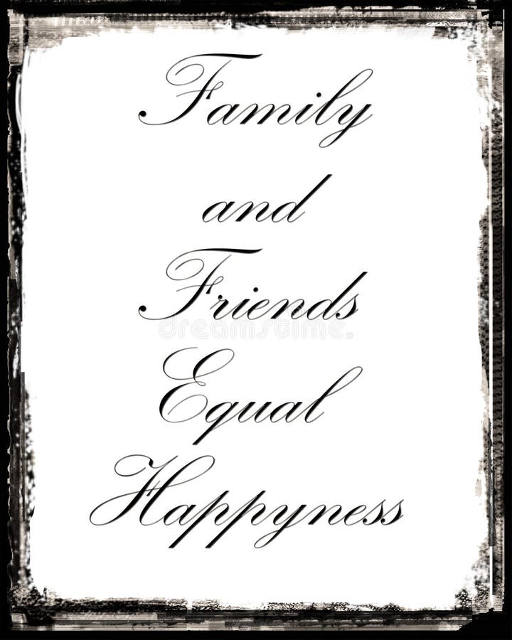 Family, Friends and Happiness Message with Border Stock Illustration ...