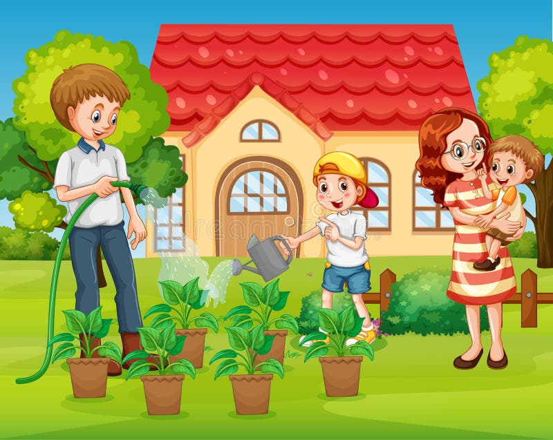 Cartoon House Front Yard Scene Stock Illustrations – 194 Cartoon House ...