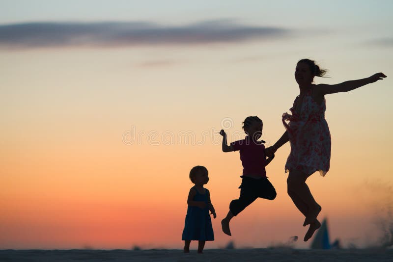 Family Sit on Bench on Beach Stock Image - Image of figure, shade: 18360505