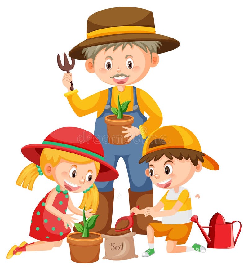 Family Gardening Illustration Stock Vector - Illustration of ...