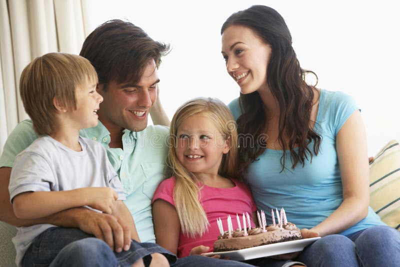 Family Group Celebrating Birthday at Home Stock Photo - Image of ...