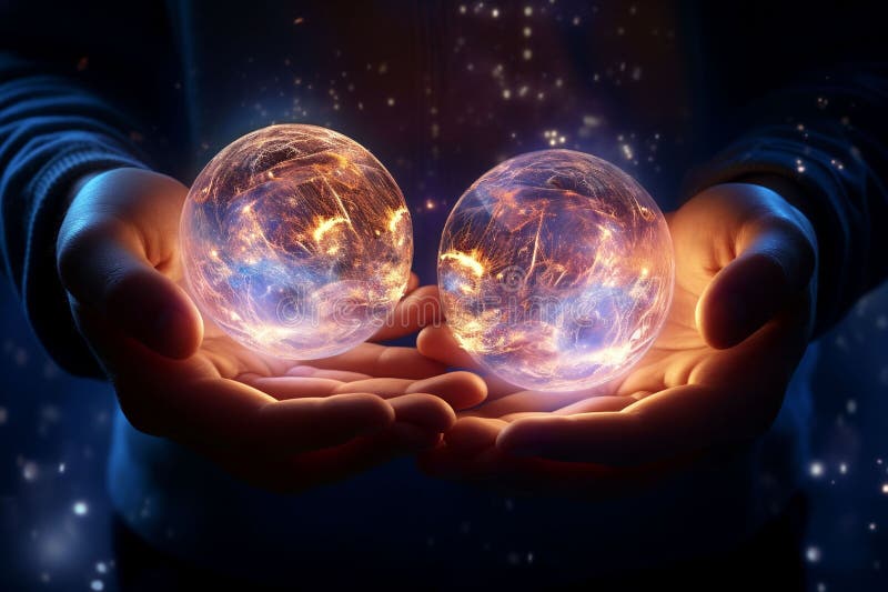 Family Hands Holding Glowing Memory Globes Stock Illustration ...