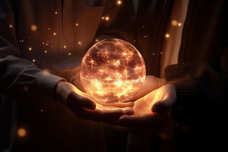 Family Hands Holding Glowing Memory Globes Stock Illustration ...