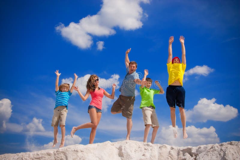 Family happy jump stock image. Image of summer, brother - 10465219