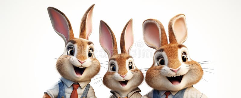 Family of Happy Rabbits Smiling Stock Illustration - Illustration of ...
