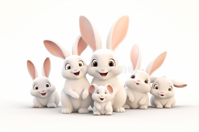 Family of Happy Rabbits Smiling Stock Illustration - Illustration of ...