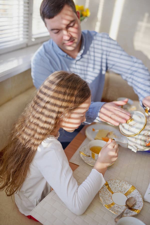 Family Has Breakfast in the Morning Stock Image - Image of food, coffee ...