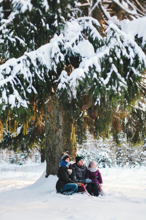 Family Has Rest Under a Tree Stock Photo - Image of nature, portrait ...