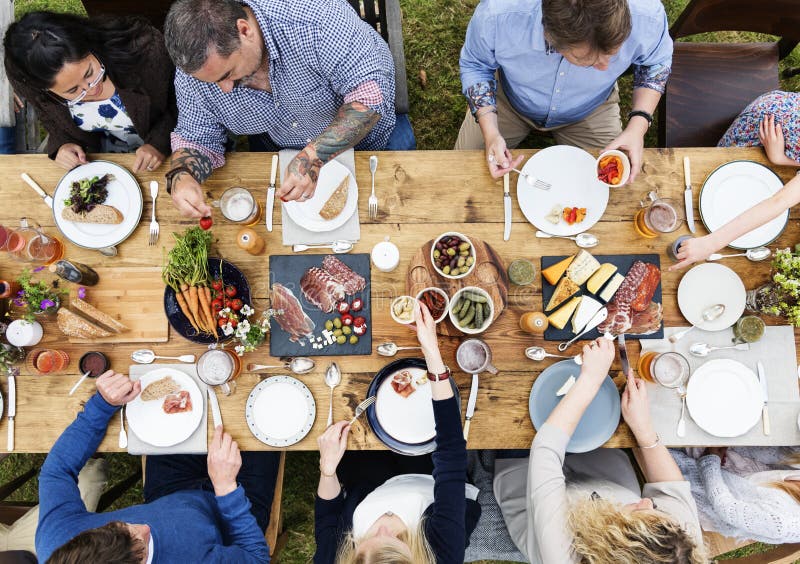 Family Having Dinner Celebration Together Stock Image - Image of bread ...
