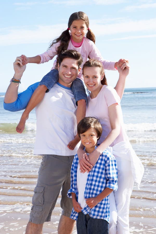 Family Having Fun on Beach Holiday Stock Image - Image of people ...