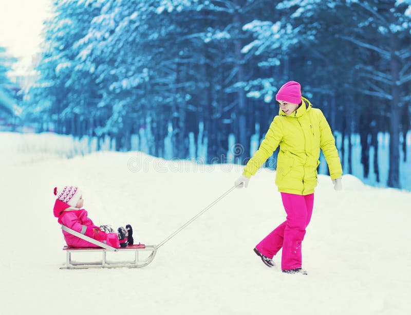 Family Having Fun in the Winter Stock Photo - Image of holidays, forest ...