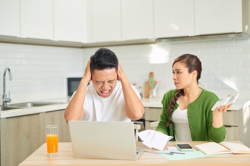Family Having Quarrel about Money Problem at Home Stock Image - Image ...