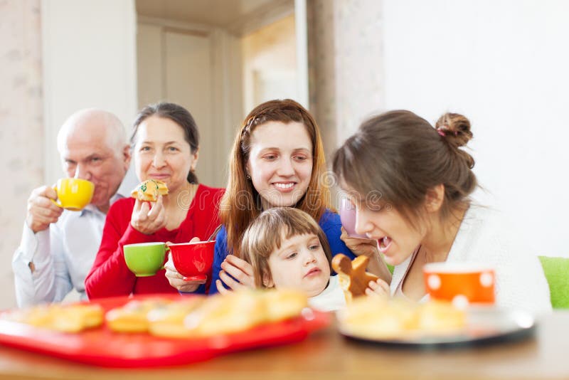 Family Eating Meal at Home Together Stock Image - Image of parent, food ...