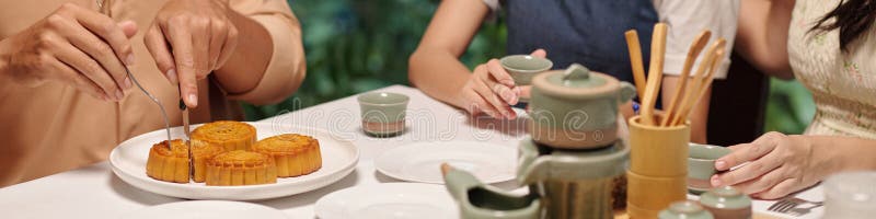 Family Having Tea Time at Home Stock Image - Image of parent, header ...