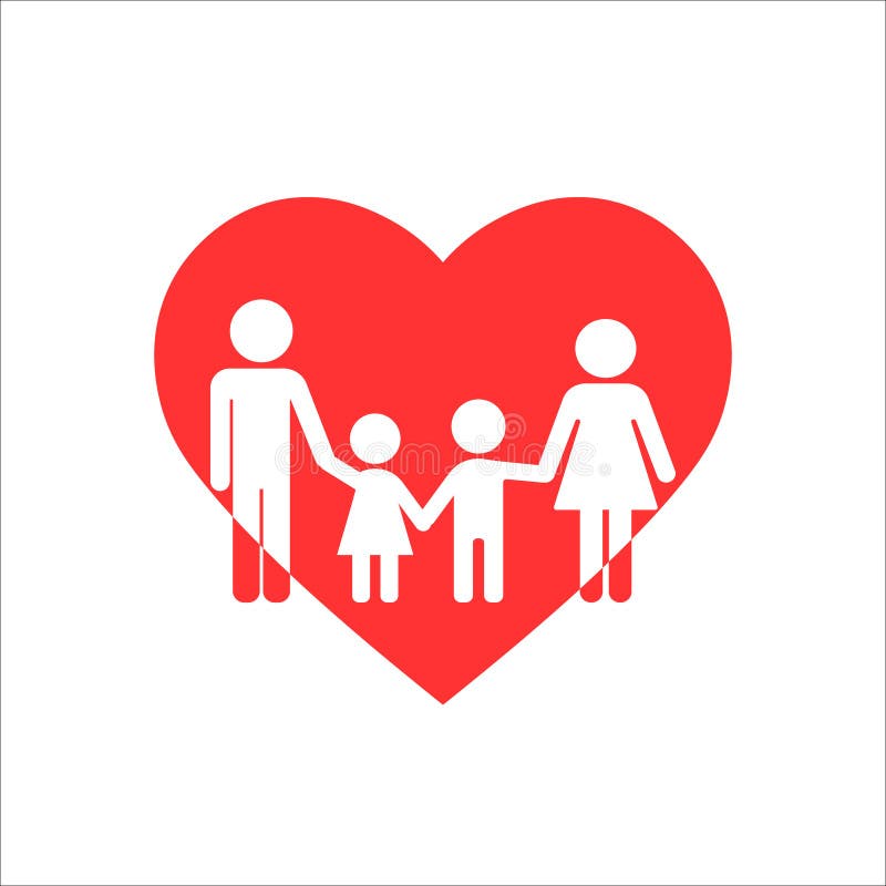 Family in Heart Icon. Vector Illustration on Withe Background. Isolated ...