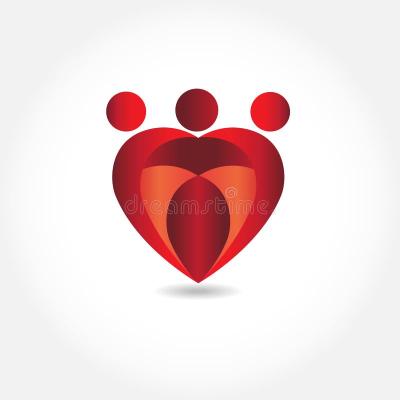 Family in a Heart Shape Vector Logo Image Stock Vector - Illustration ...