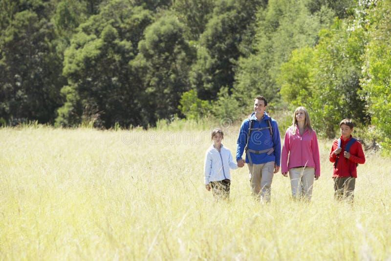 Family on Hike in Beautiful Countryside Stock Photo - Image of parents ...